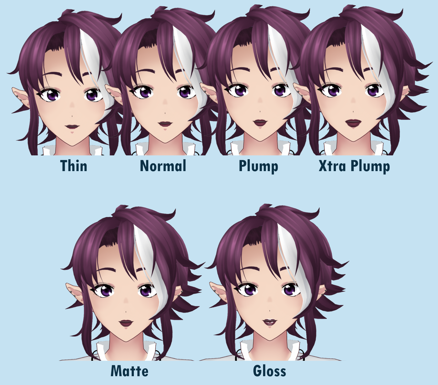 Lipsticks for Vroid models Matte and Gloss 20 colors a set ...