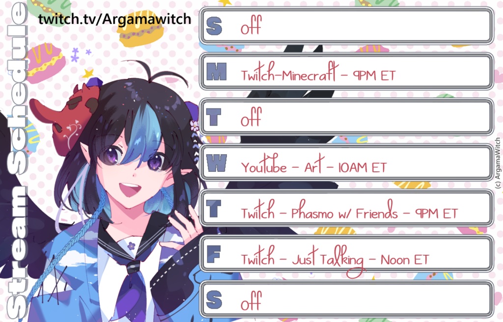 Free Streaming Schedule Templates Vtuber Youtuber Twitch Streamer