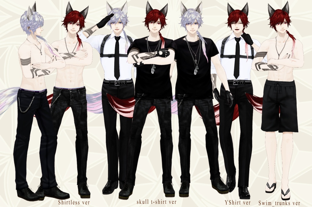 フォックスヘアー Fox hair_men's VRoidヘアプリセット VRMアバター - 萬屋 - BOOTH