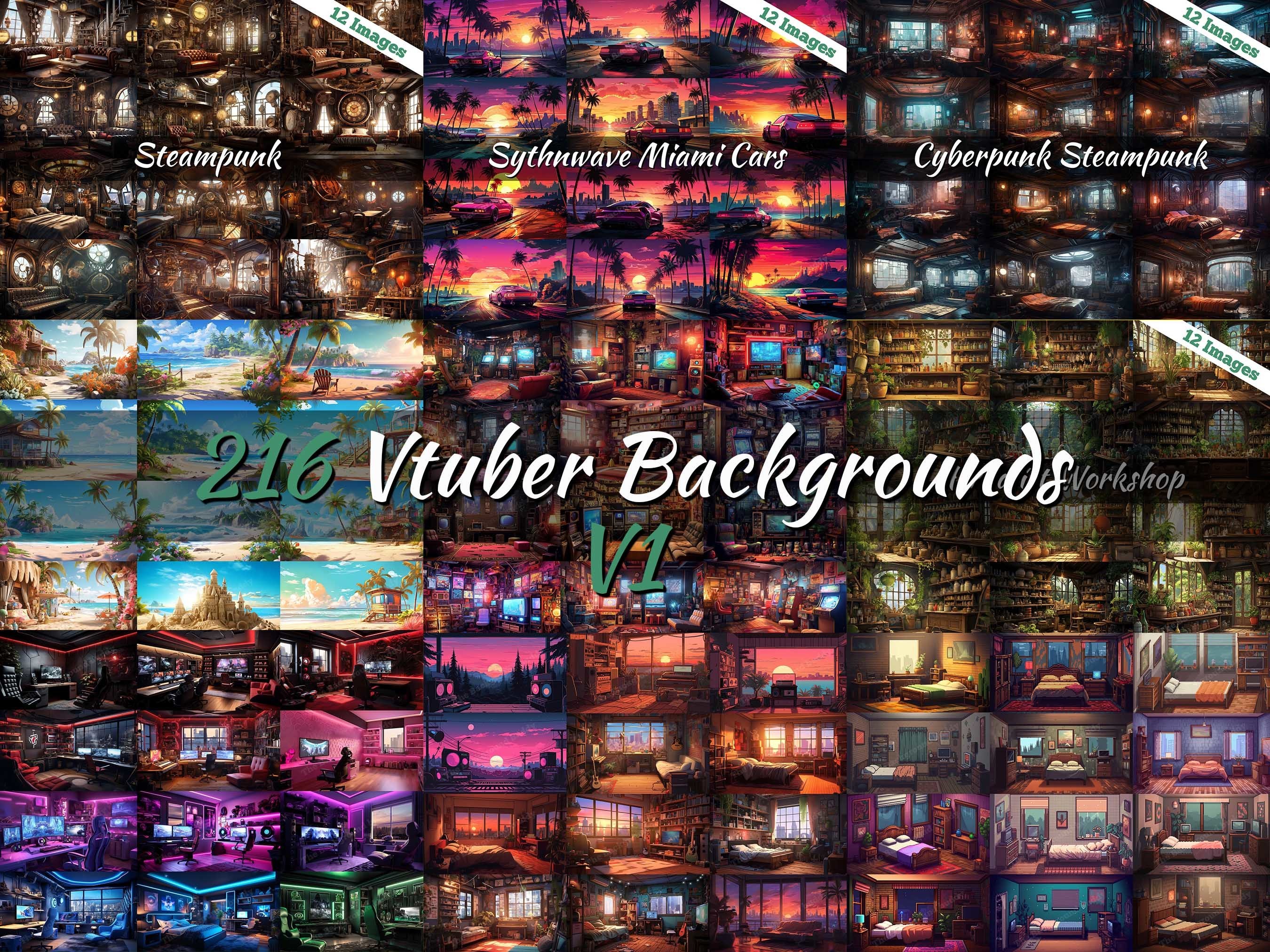 Vtuber Background Bundle, Set of 216 Backgrounds, stream room ...
