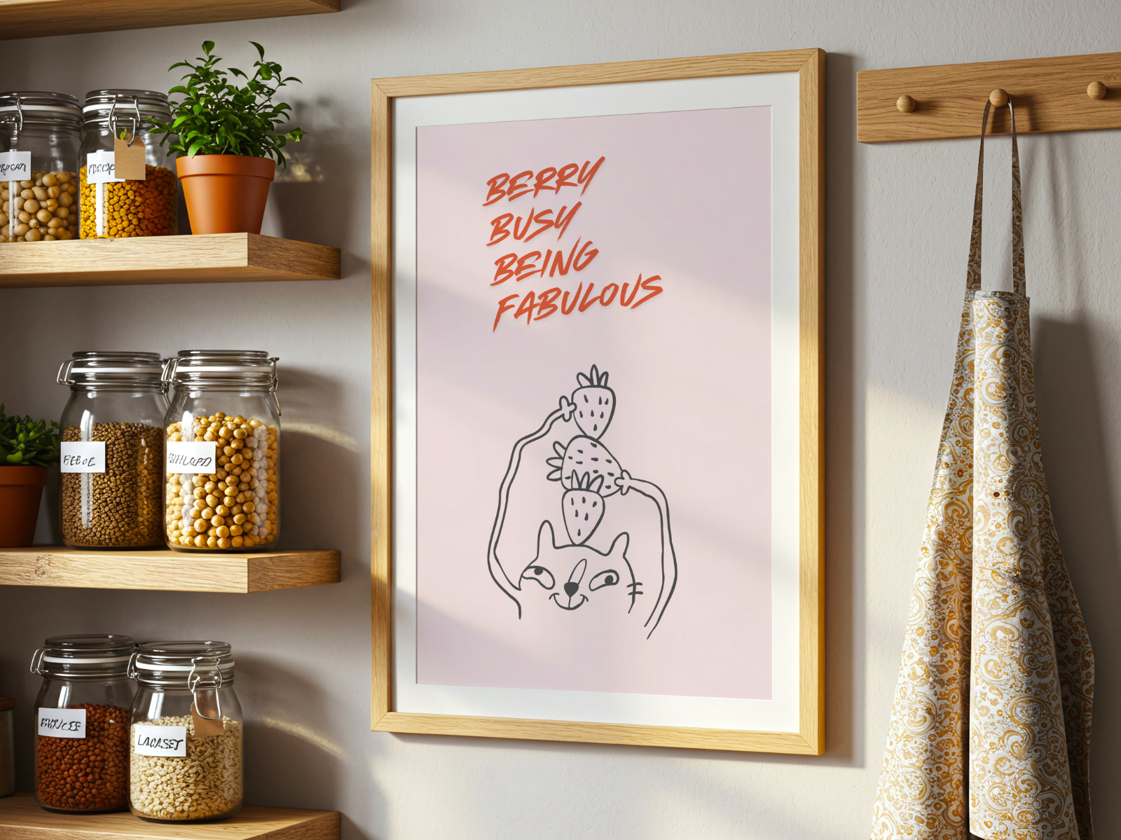 Cat & Food 猫とごはん｜Quote ネコイラスト ミニマル 北欧風 キッチンウォールアート - Kawaii-printable ...