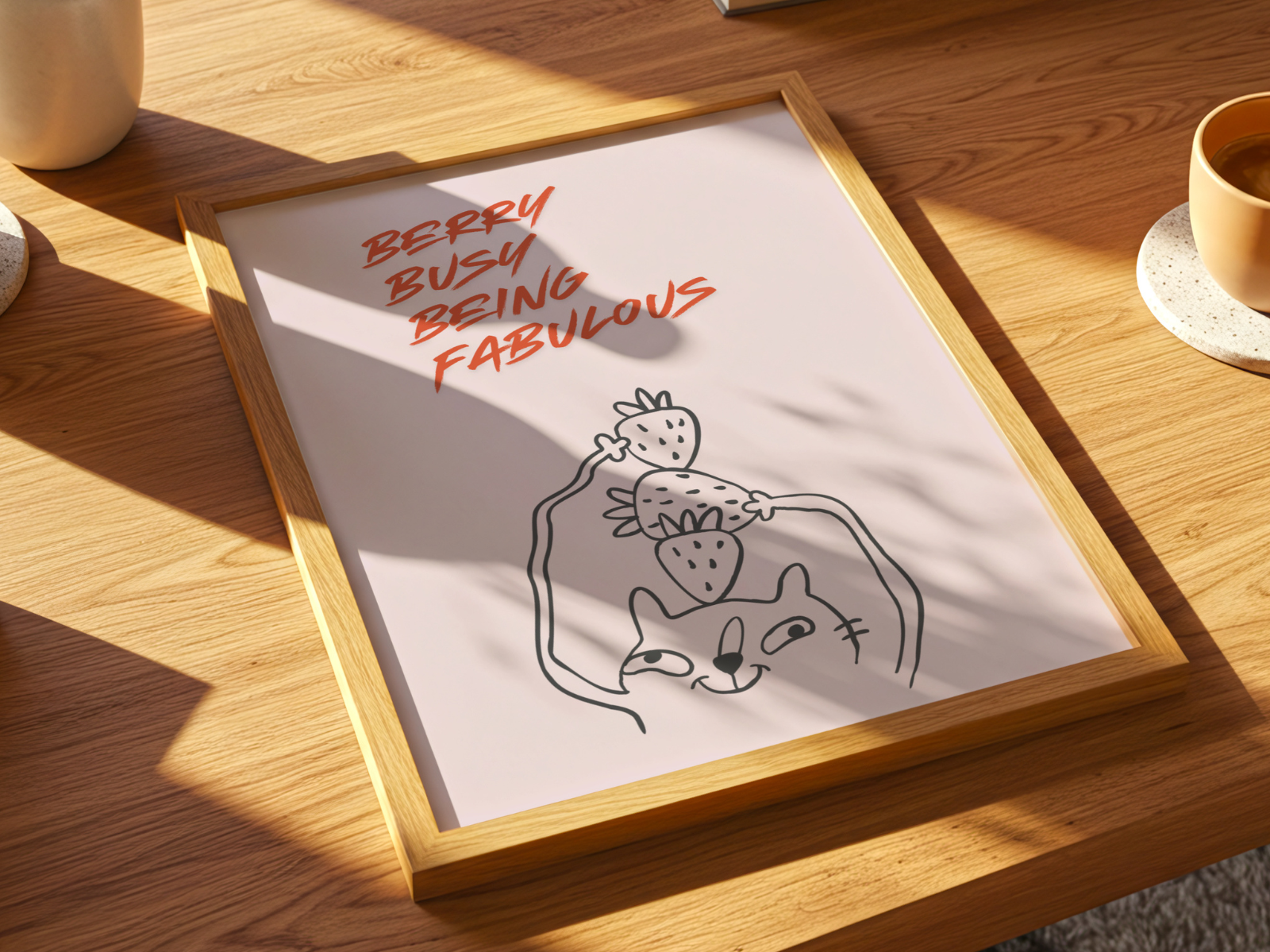 Cat & Food 猫とごはん｜Quote ネコイラスト ミニマル 北欧風 キッチンウォールアート - Kawaii-printable ...