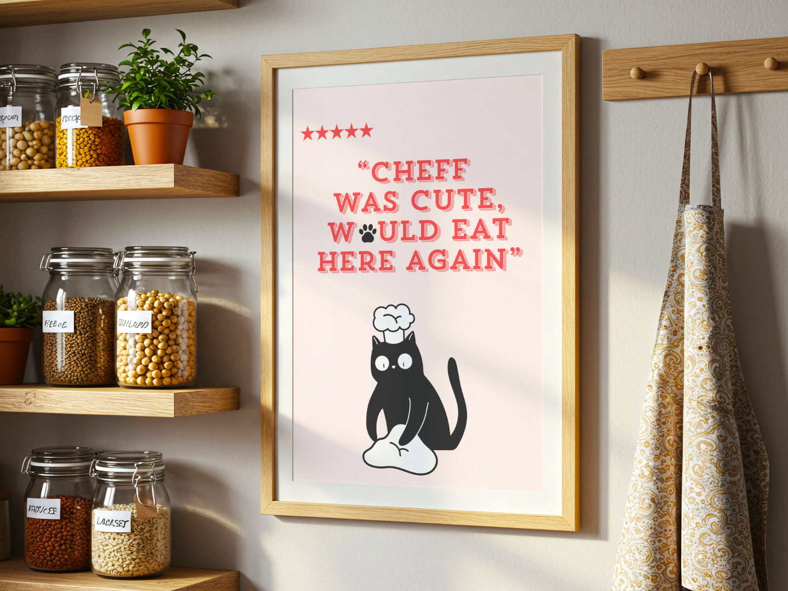 Kitchen Cat Review Wall Art｜シェフ猫 キッチンレビューアート - Kawaii-printable - BOOTH