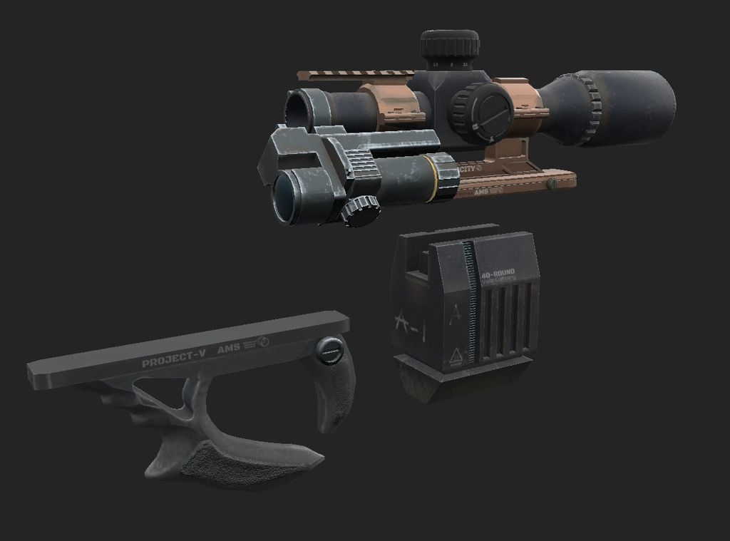 RailGun and Parts set with animation(Railgun body ,digital scope ...