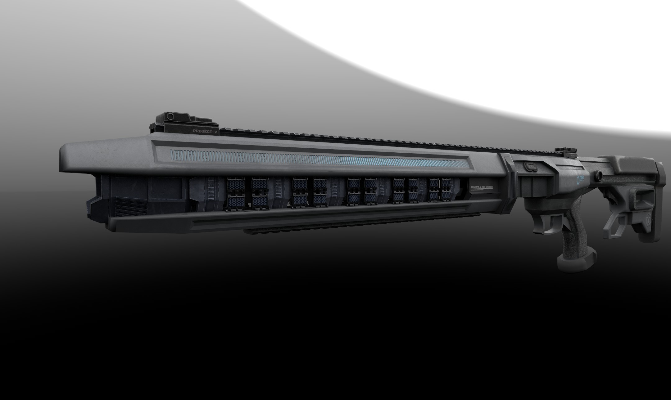 RailGun and Parts set with animation(Railgun body ,digital scope ...