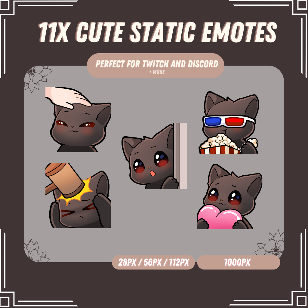 【Twitch Emote】Black Cat Twitch Emotes | Emote, Livestream Emote, Cute ...