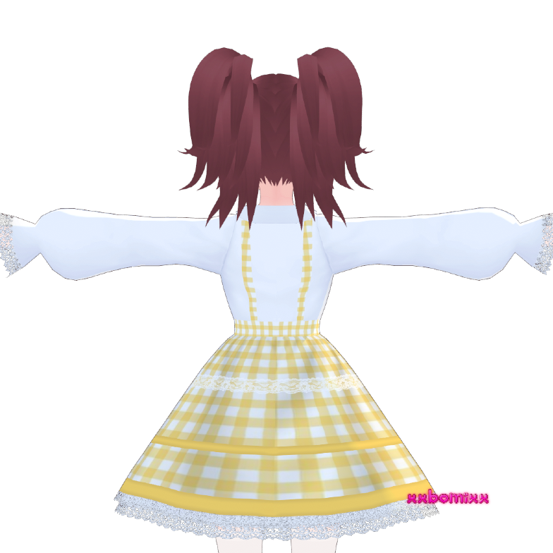 VRoid 》yellow plaid dress - xxbomixx - BOOTH