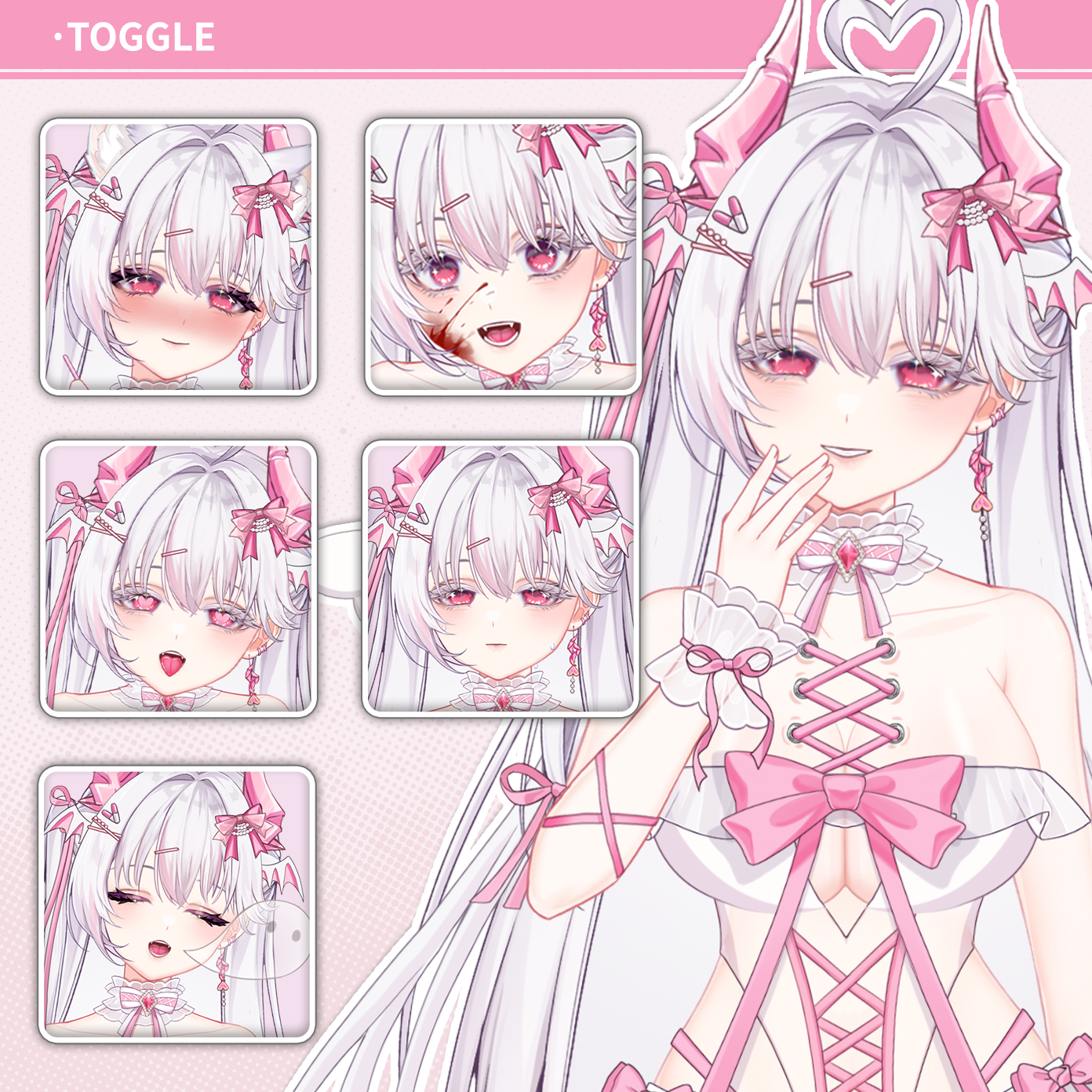 【live2dモデル】ピンクと白の魅魔/【Live2D Model】Succubus Momo - Design.genius - BOOTH