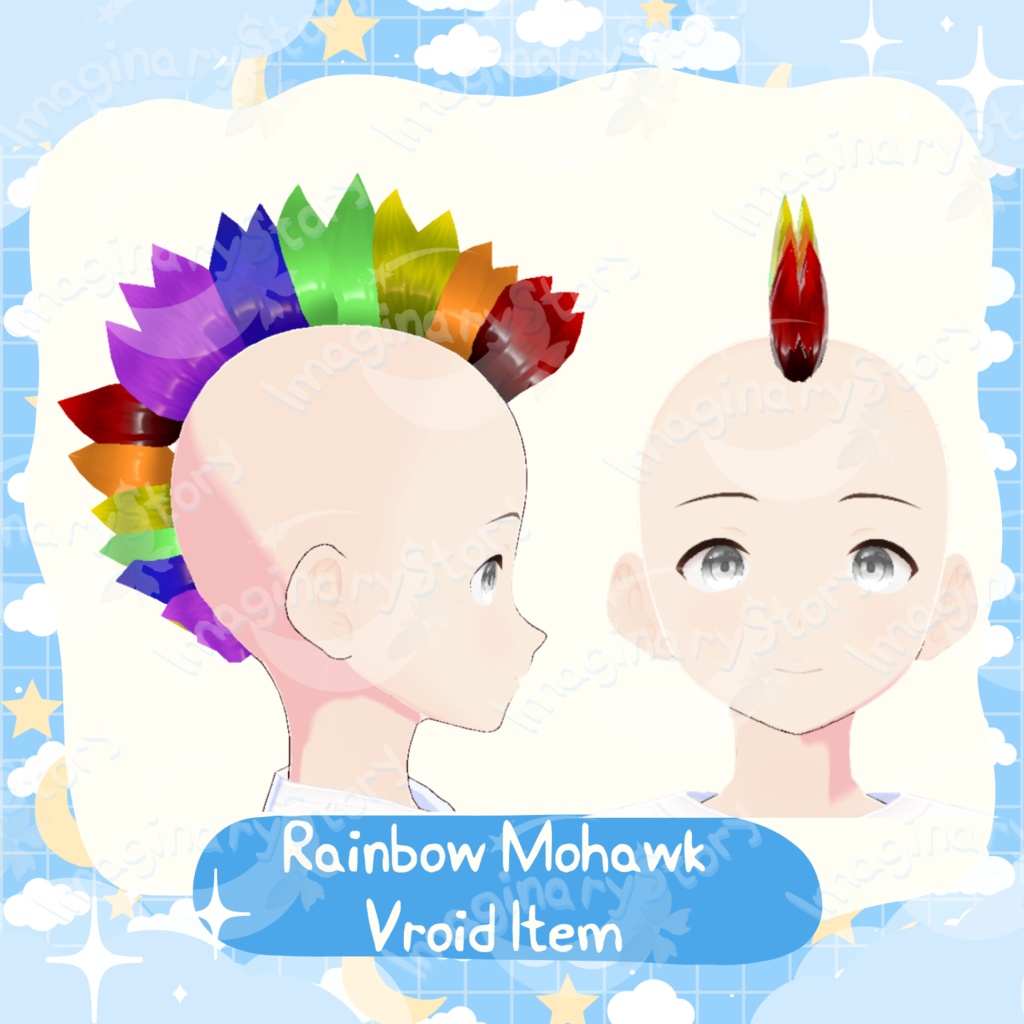 Rainbow Mohawk Vroid Custom Hair - imaginarystory - BOOTH