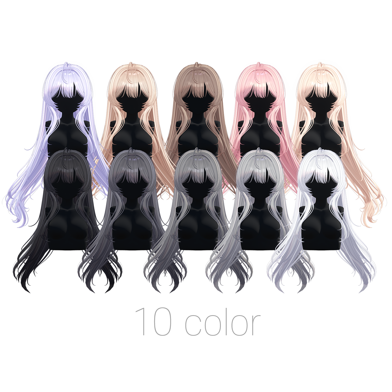 【VRChat 3D hair】 twin long hair - ROSI atelier - BOOTH