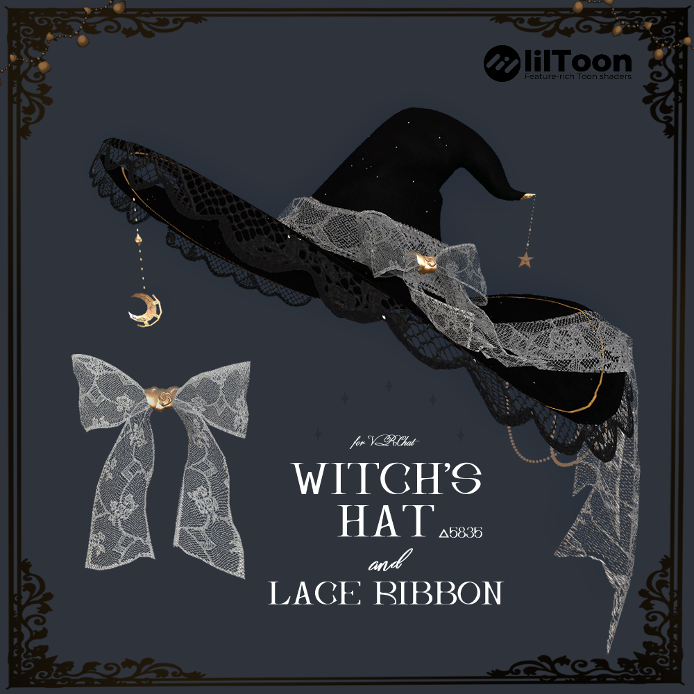 【揺れる】Witch's Hat and Lace Ribbon Set【VRChat想定】 - ALGAttic Room - BOOTH