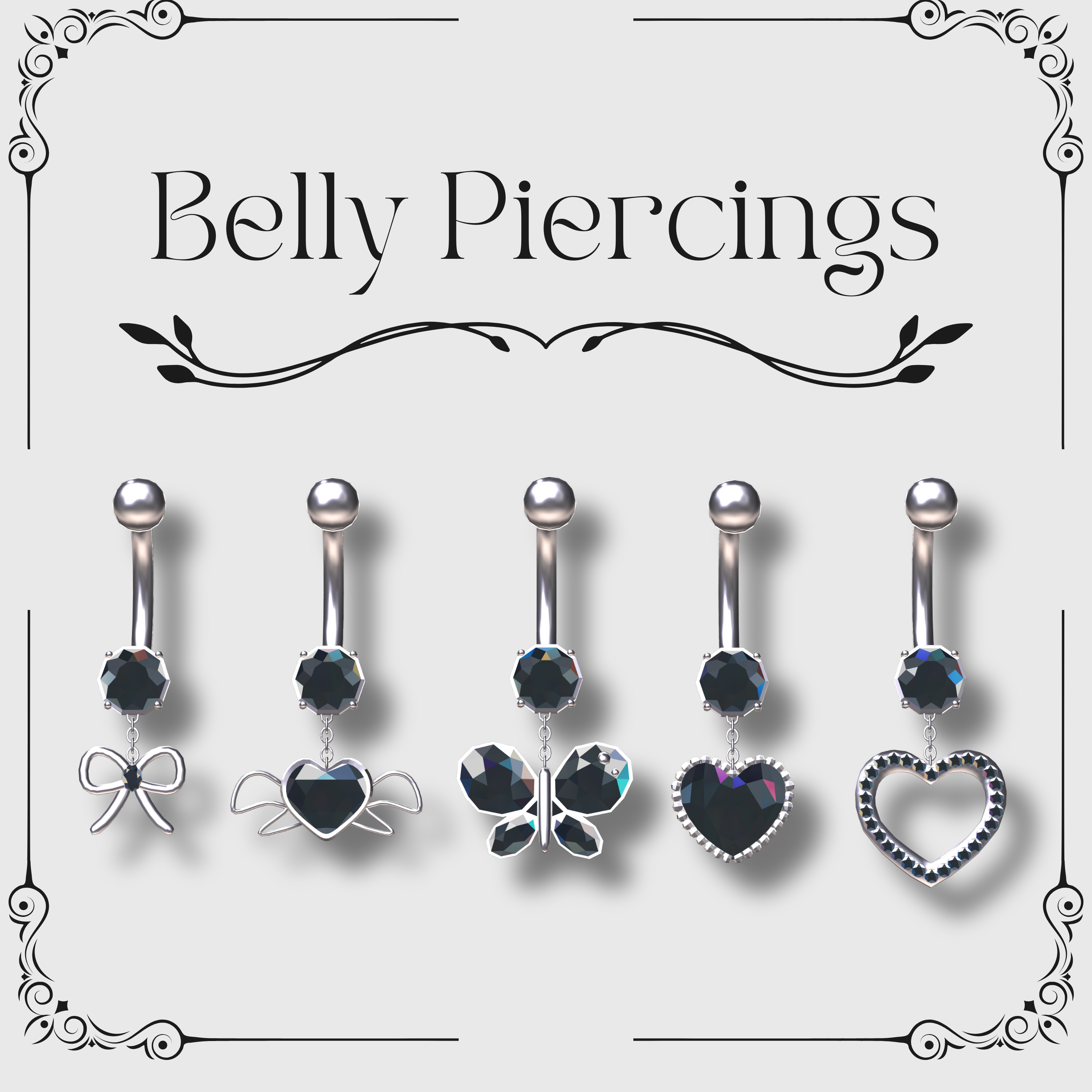 【VRChat想定】13色 へそピアス Belly Piercings - Ruxxy - ルキシィ - BOOTH