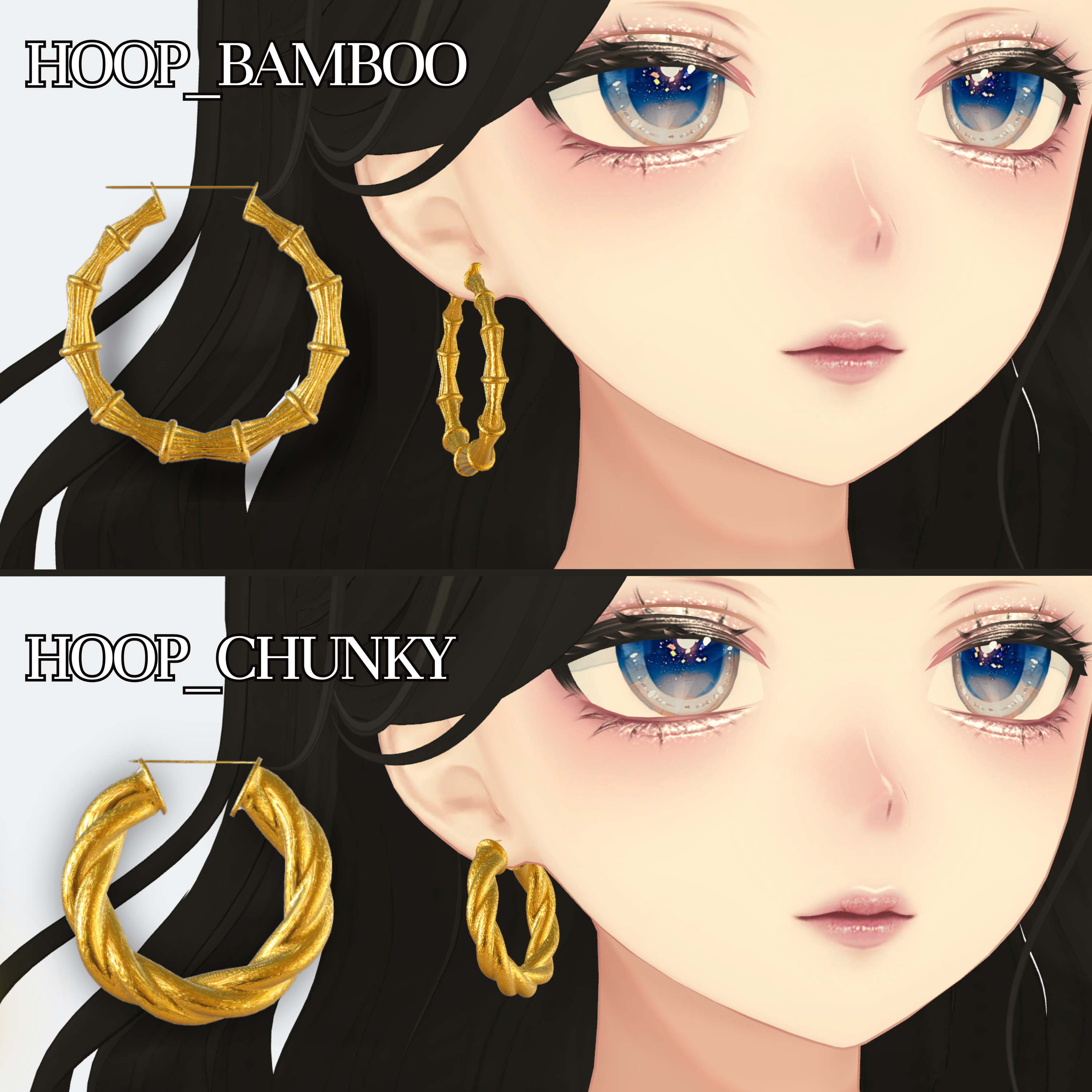 【VRChat想定】Hoop Piercing♢フープピアス セット - Ruxxy - ルキシィ - BOOTH