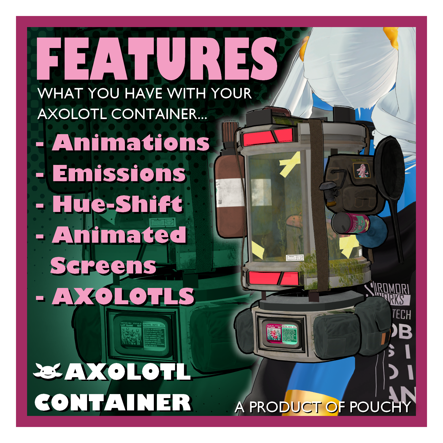 Axolotl Aquarium BackPack [ACCESSORY] - Pouchy's FishTank - BOOTH