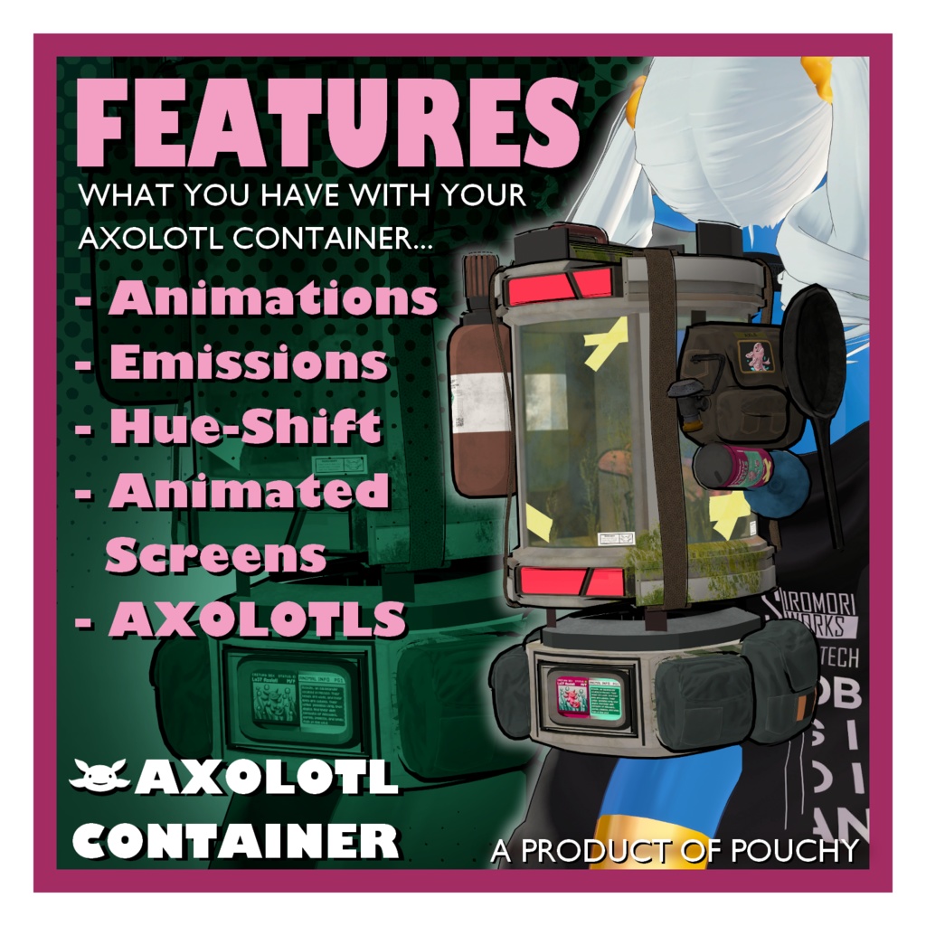 Axolotl Aquarium BackPack [ACCESSORY] - Pouchy's FishTank - BOOTH