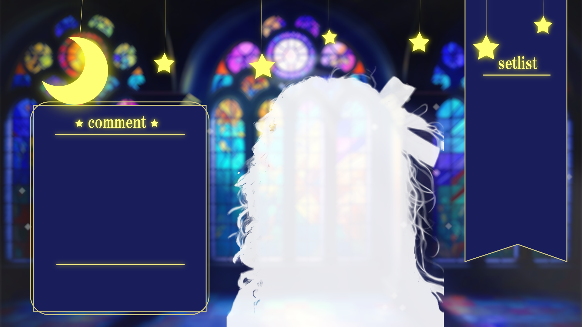 【動く！夜活配信画面セット】月明りが差し込むステンドグラス 歌枠用 雑談用 待機画面 vtuberさん向け - 動画素材屋HIRO - BOOTH