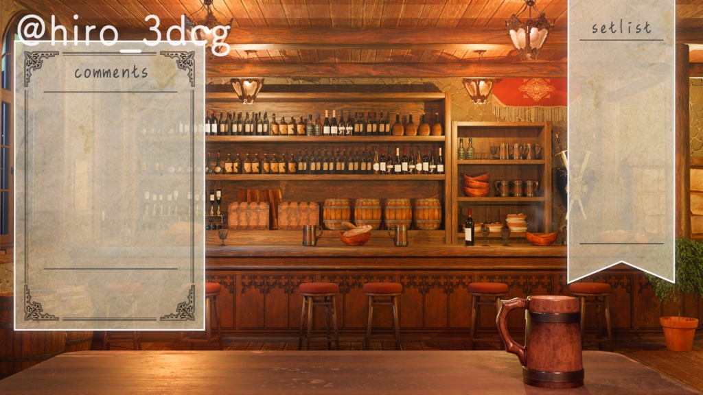 【動く！晩酌配信画面セット】冒険者ギルドの酒場 バー 晩酌配信 雑談配信 ファンタジー 落ち着く Vtuberさんの配信背景に [背景部屋] - 動画素材屋HIRO - BOOTH