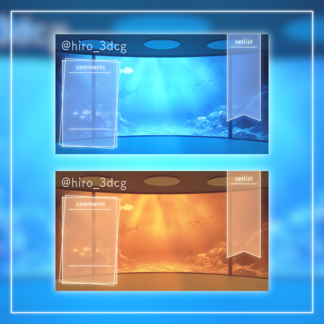 【動く！配信背景セット】幻想的なアクアリウム 水族館 海底 水中 夜活 歌枠 雑談配信 Vtuberさんの配信背景に【配信部屋】 - 動画素材屋HIRO - BOOTH