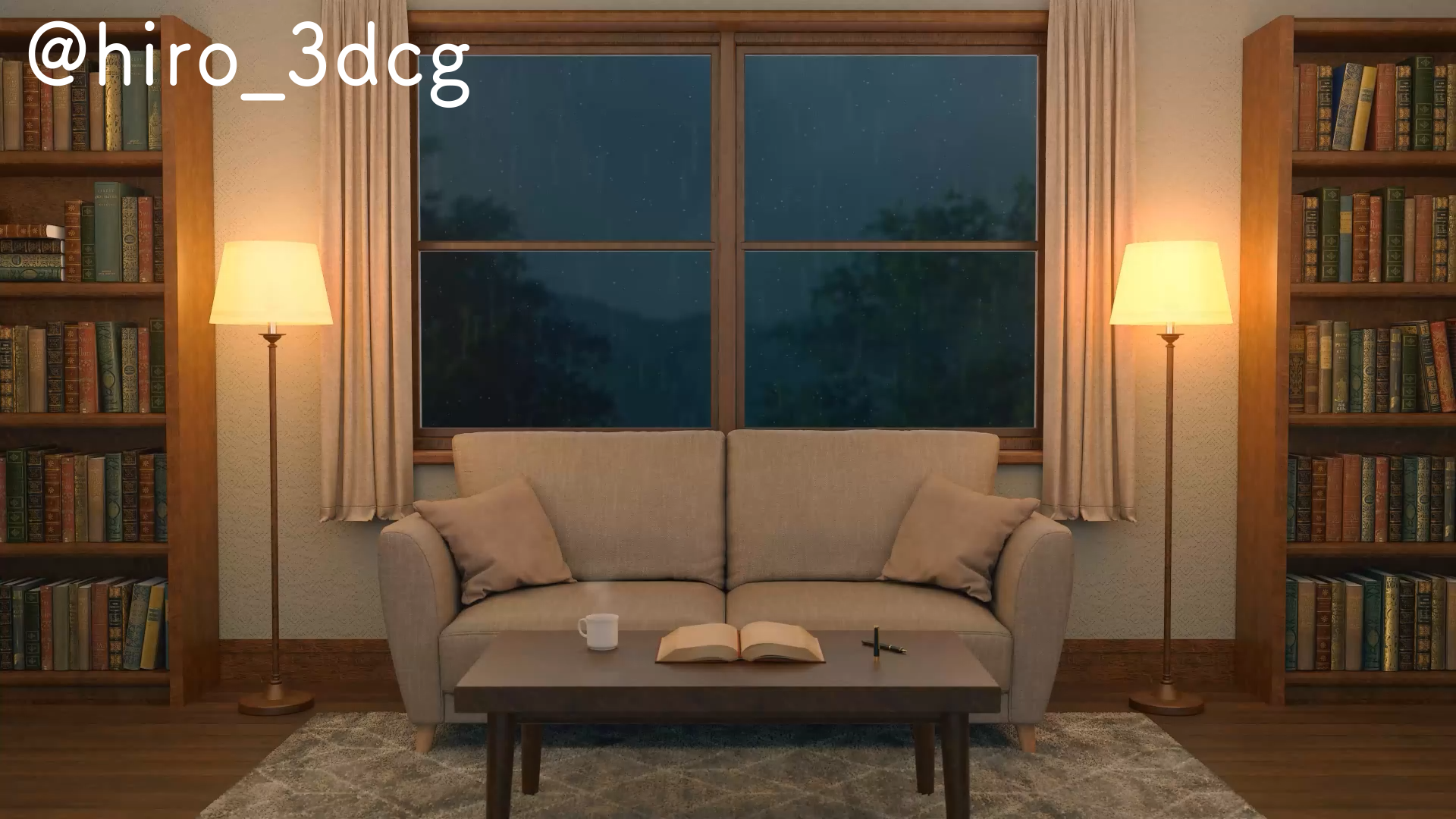 【動く！配信背景セット】雨の降る日の読書部屋 デスク 梅雨 雨の日 窓から眺める雨 歌枠 雑談配信 Vtuberさんの配信背景に 窓 部屋 書斎 動く背景 【配信部屋】 - 動画素材屋HIRO ...