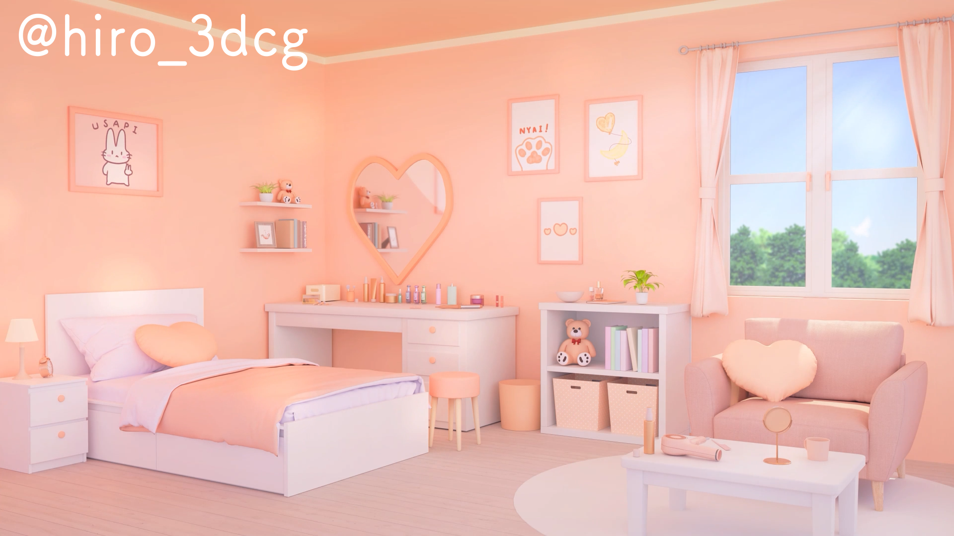 【動く！配信画面セット】ハートの可愛いお部屋4色セット｜雑談・歌枠にピッタリ！Vtuber用配信部屋 - 動画素材屋HIRO - BOOTH