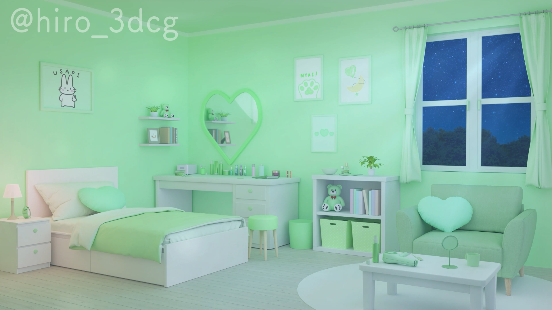 【動く！配信画面セット】月明かりが差し込むハートのお部屋4色セット｜窓辺 寝室 可愛い 流れ星 星空｜雑談・歌枠にピッタリ！Vtuber用配信部屋 - 動画素材屋HIRO - BOOTH