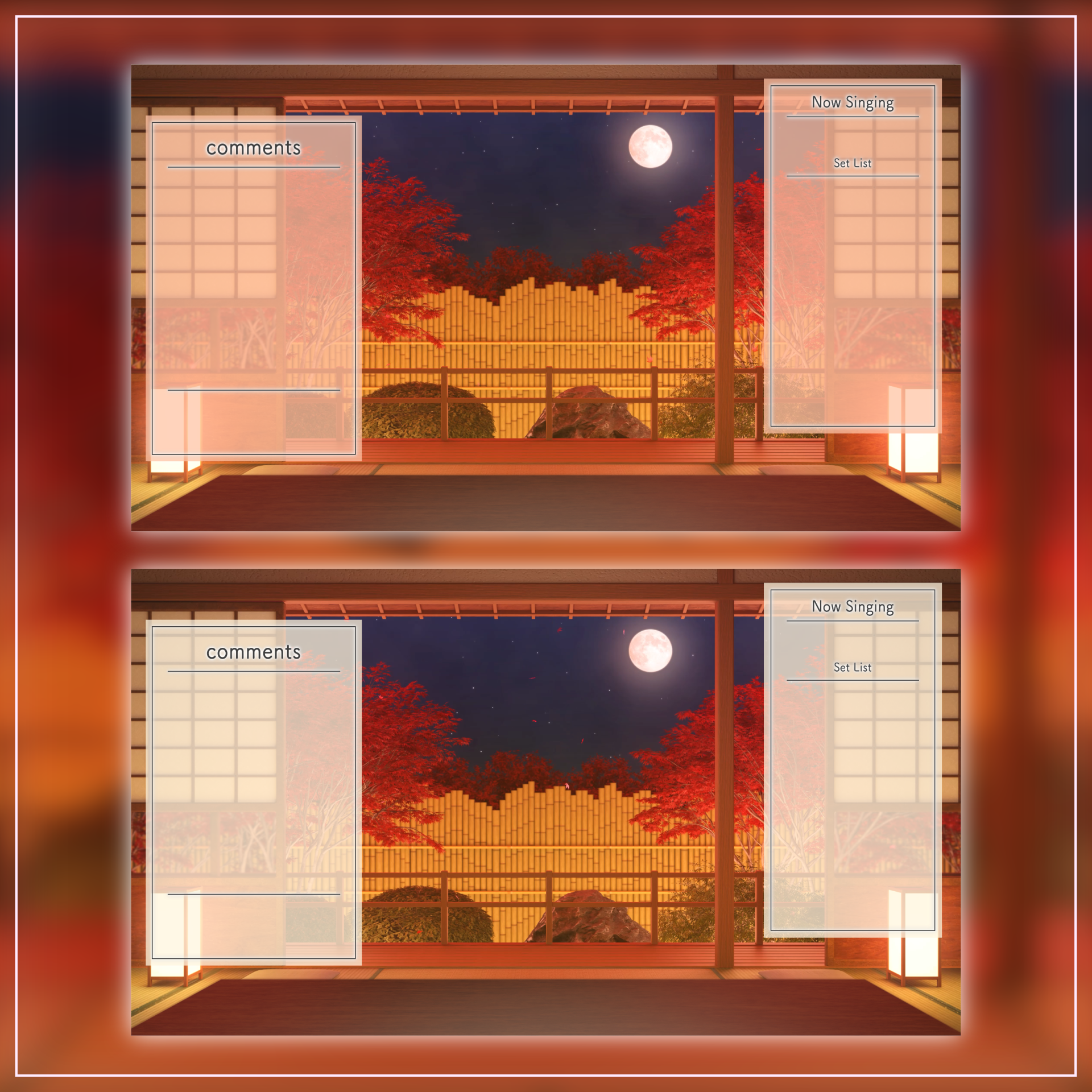 【動く！配信画面セット】和室から眺める紅葉｜雑談・歌枠にピッタリ！ Vtuber用配信部屋 お月見 満月 十五夜 和風 - 動画素材屋HIRO - BOOTH