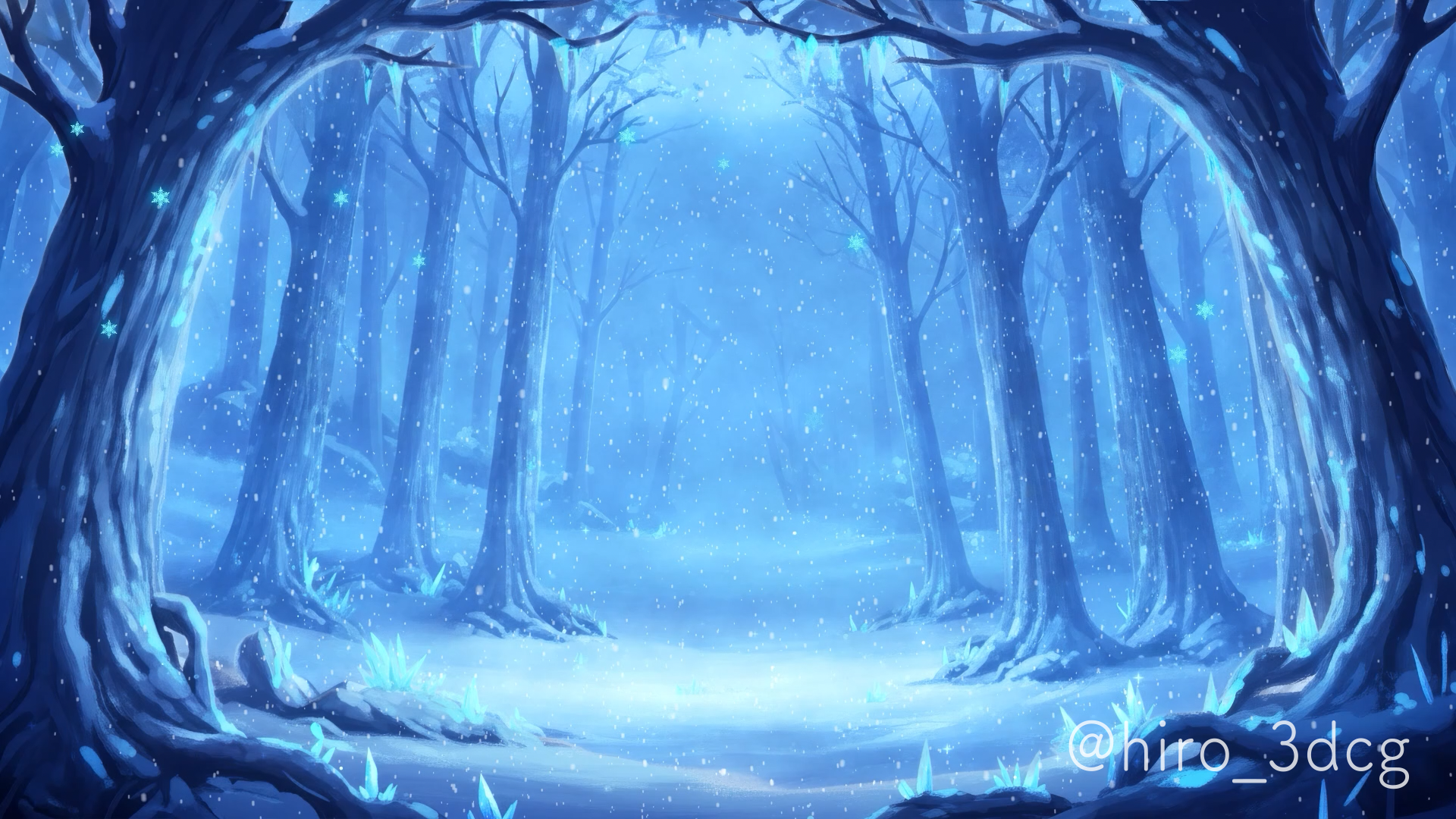 【動く背景】雪が降る氷の森｜VTuber配信背景＆待機画面セット｜ループ動画素材 - 動画素材屋HIRO - BOOTH