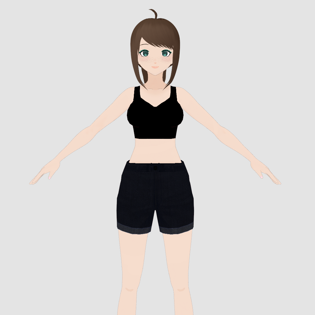 Black denim jean shorts (Vroid) - Acapelisa's Vroid clothing store - BOOTH