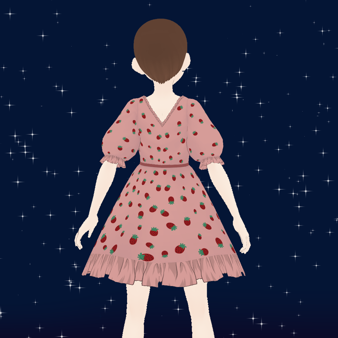 Vroid Pink strawberry ruffle dress - Acapelisa's Vroid clothing store ...