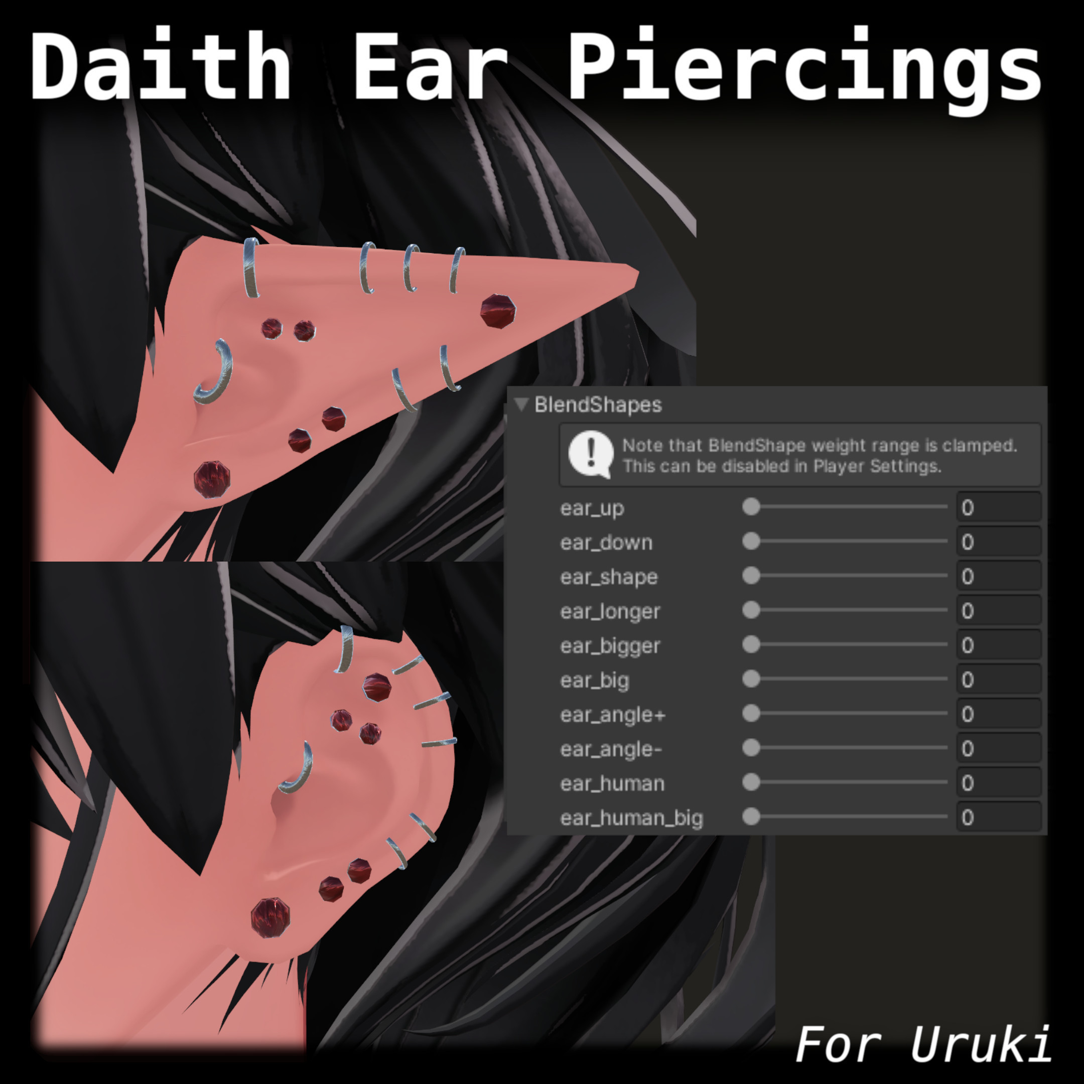 Daith Ear Piercings for Uruki/ウルキ - keissen - BOOTH