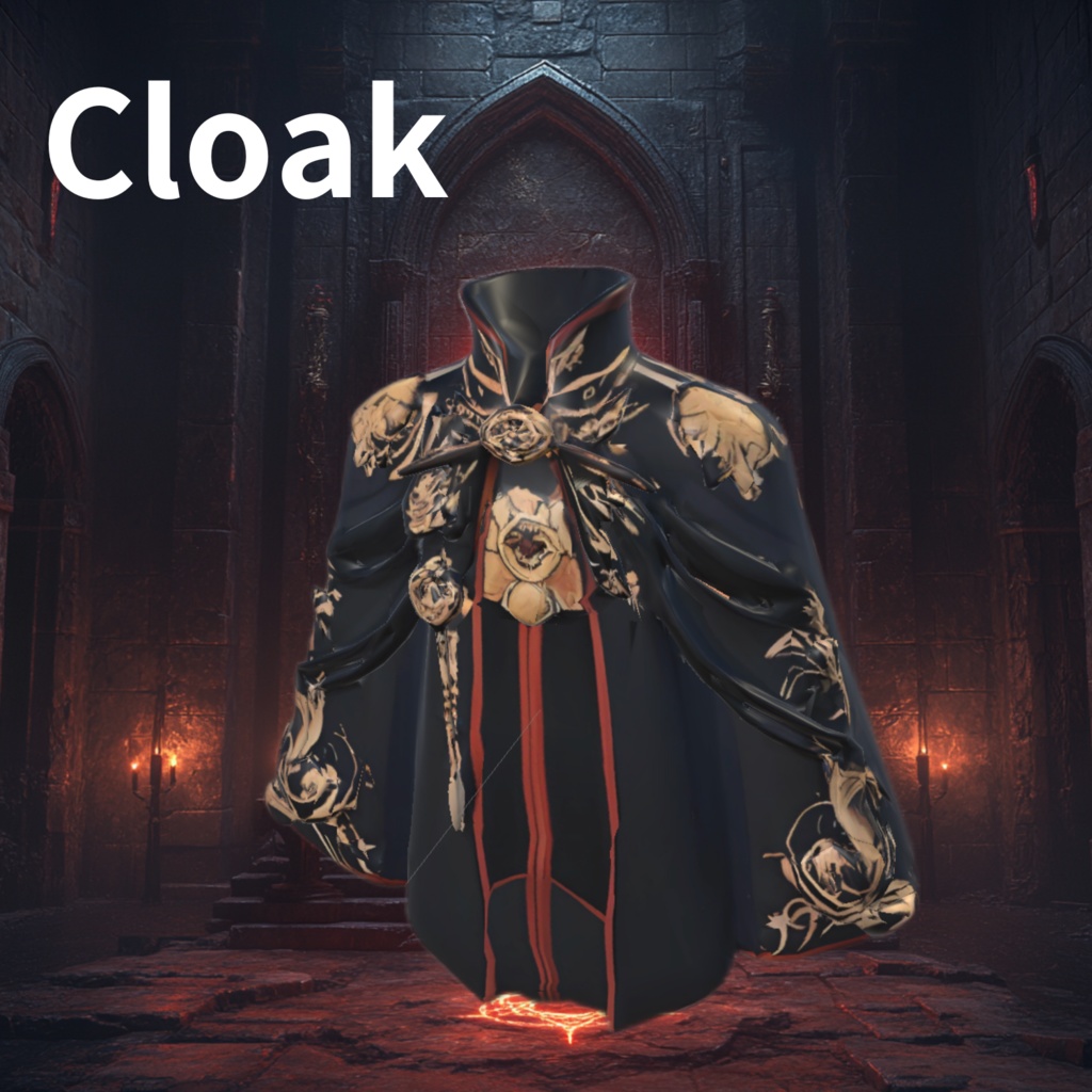 【オリジナル3Dモデル】漆黒の王装・Nocturnal Monarch Cloak VRchat想定 マント - 衣装 rVRC