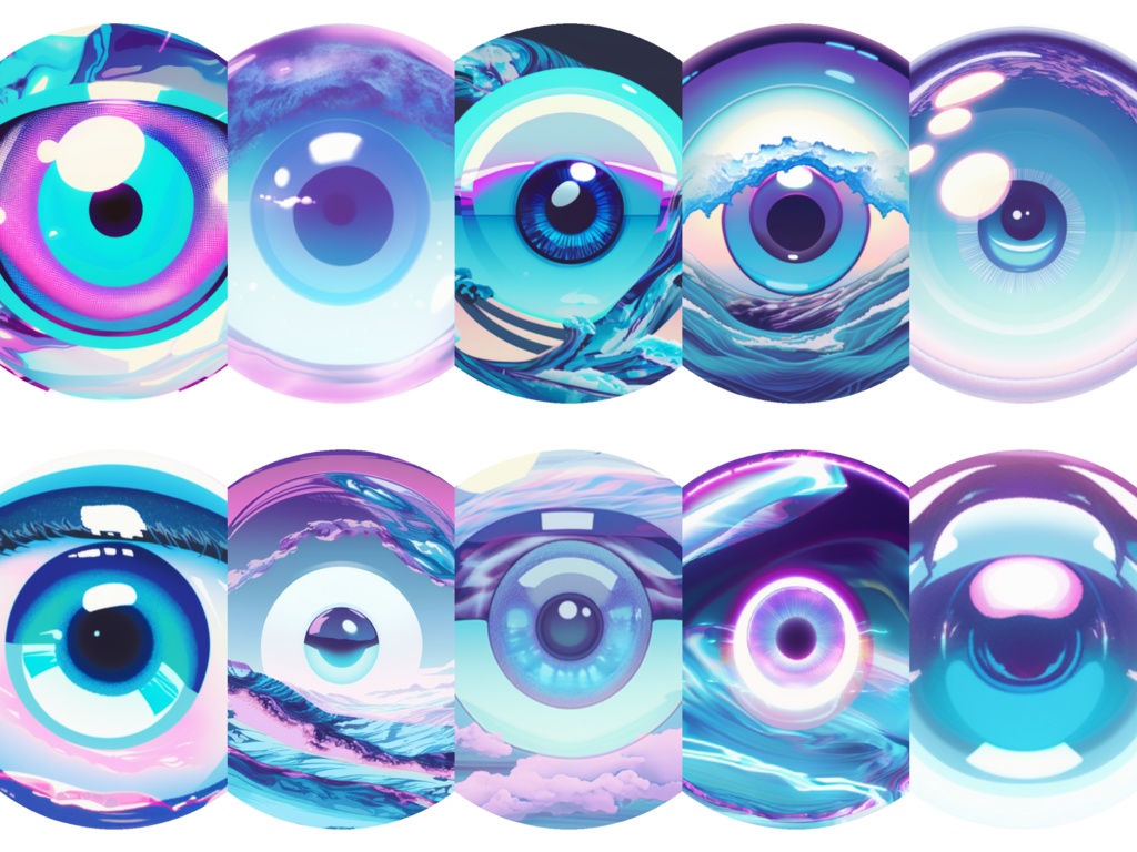 60 Marble Vaporwave Glitched Eye Pack - Retro Vibes with a Digital Twist! - textureforge - BOOTH