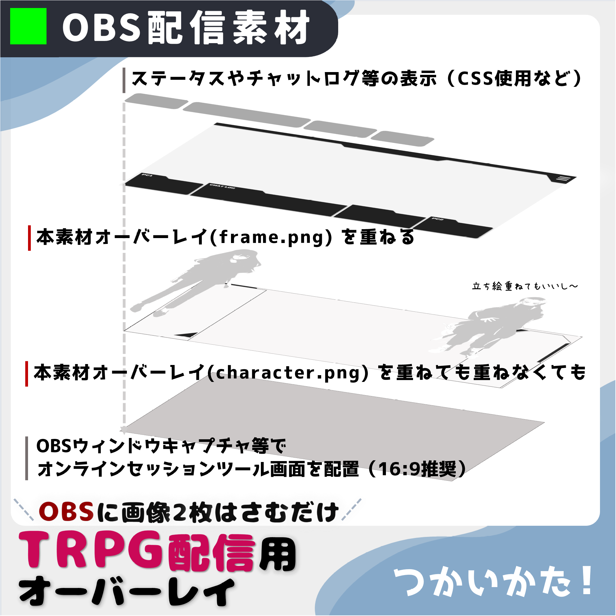 【無料/お布施】OBSに画像2枚はさむだけ／TRPG配信オーバーレイ - un:planned - BOOTH