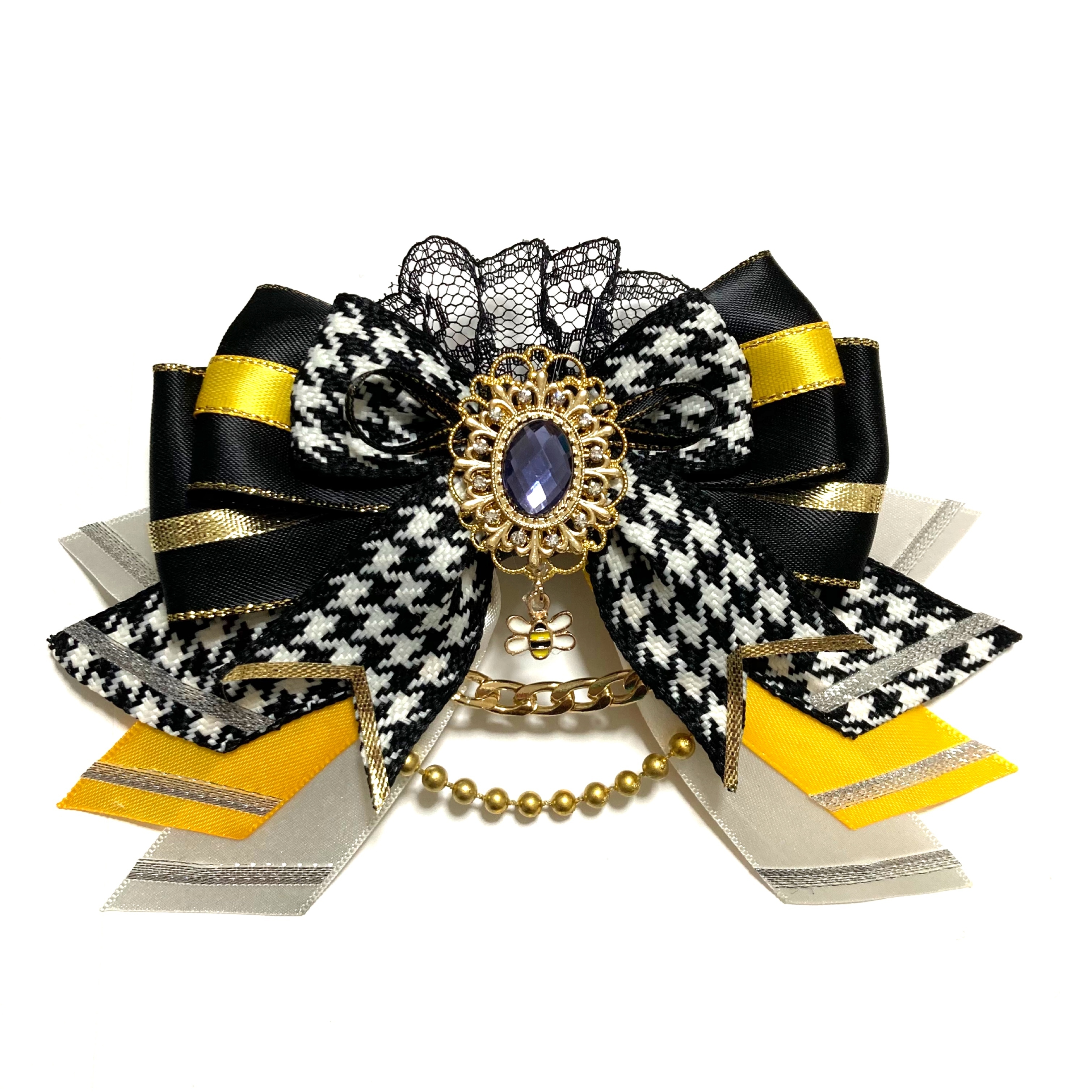 黄色・黒・白 キンブレリボン（ストーンカラー選択可） - Handmade Yuka - BOOTH