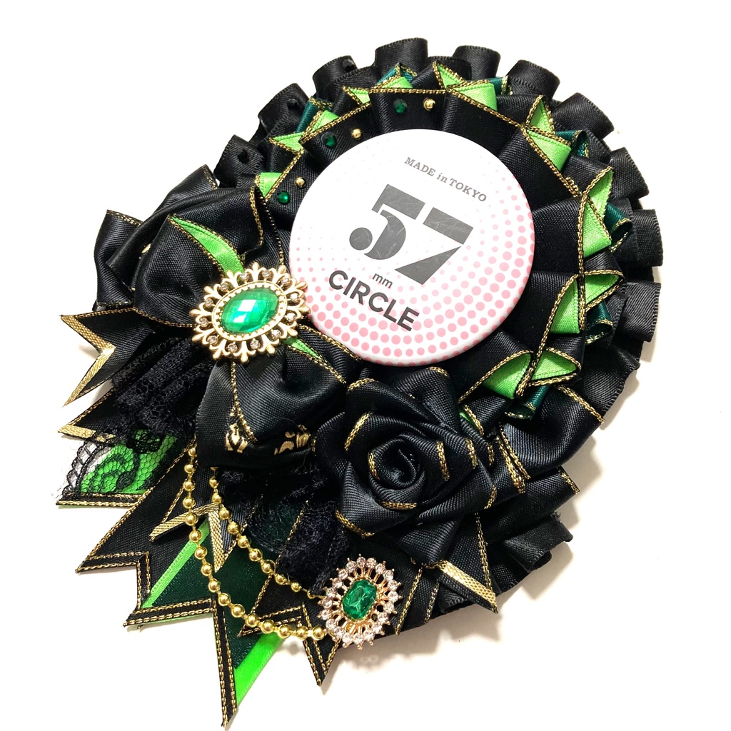 ハンドメイドロゼット 黒×グリーン - Handmade Yuka - BOOTH