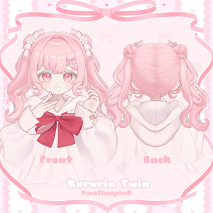 【メタフェス出展記念SALE】ふわリボンツイン🎀【キプフェル対応髪型】 - mellow pink - BOOTH