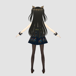Black Coat & Skirt Set Vroid Model for VRChat and VTubers, With Texture ...