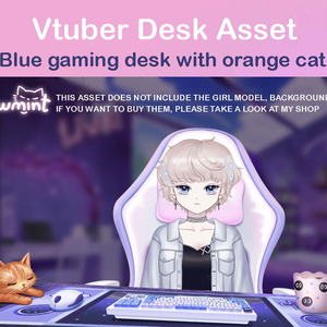 Night version - Blue Purple Modern Vtuber Bedroom Background - meowmint ...