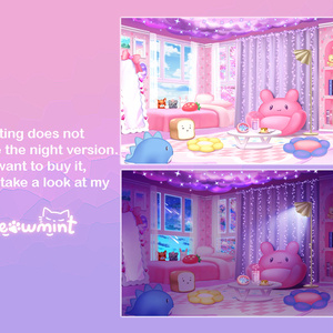 Blue Gaming Desk - Vtuber asset - meowmint - BOOTH