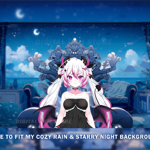 Animated Vtuber Background for Twitch, Cozy rain room, Starry sky night ...