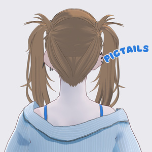 VRoid ハーフアップ ヘアプリセット Half-up Hair preset - Cobalt, - BOOTH