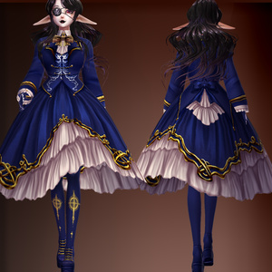 Vroid: elegant dress with transparent sleeves - The_Gambling_Jester - BOOTH