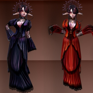 Vroid: elegant dress with transparent sleeves - The_Gambling_Jester - BOOTH