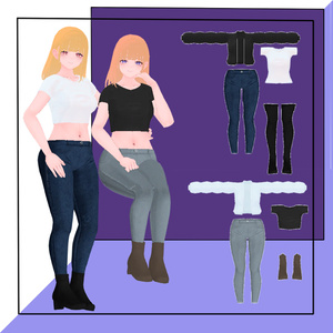 「ナユ」 (Nayu) 用【3D衣装モデル】 Belt shirt.v2 - hatari - BOOTH