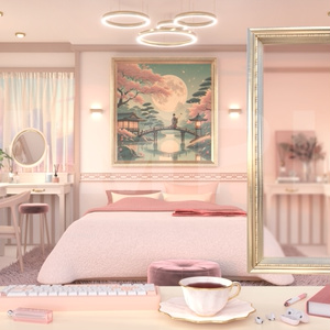 【配信素材】 Vtuber room pink desk set up assets 【Vtuber向け】 Live streaming ...