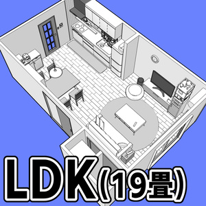 マンション一室 1LDK_18+4.5畳【クリスタ用素材】 - mame1123 - BOOTH