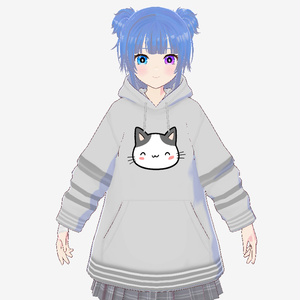 [VRoid] Chibi Animals Hoodie ちびアニマルパーカー グレー長袖衣装 - donke's vroid shop ...
