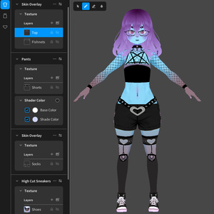 Goth Bunny Short Sleeve Shirt - Vroid Studio Texture ...