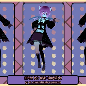 Goth Bunny Cardigan + PJ Set - Vroid Studio Texture - Mischievous Moss🦇 ...