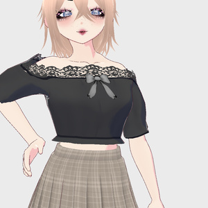 Pink cute bow set Vroid - strandedvroid - BOOTH